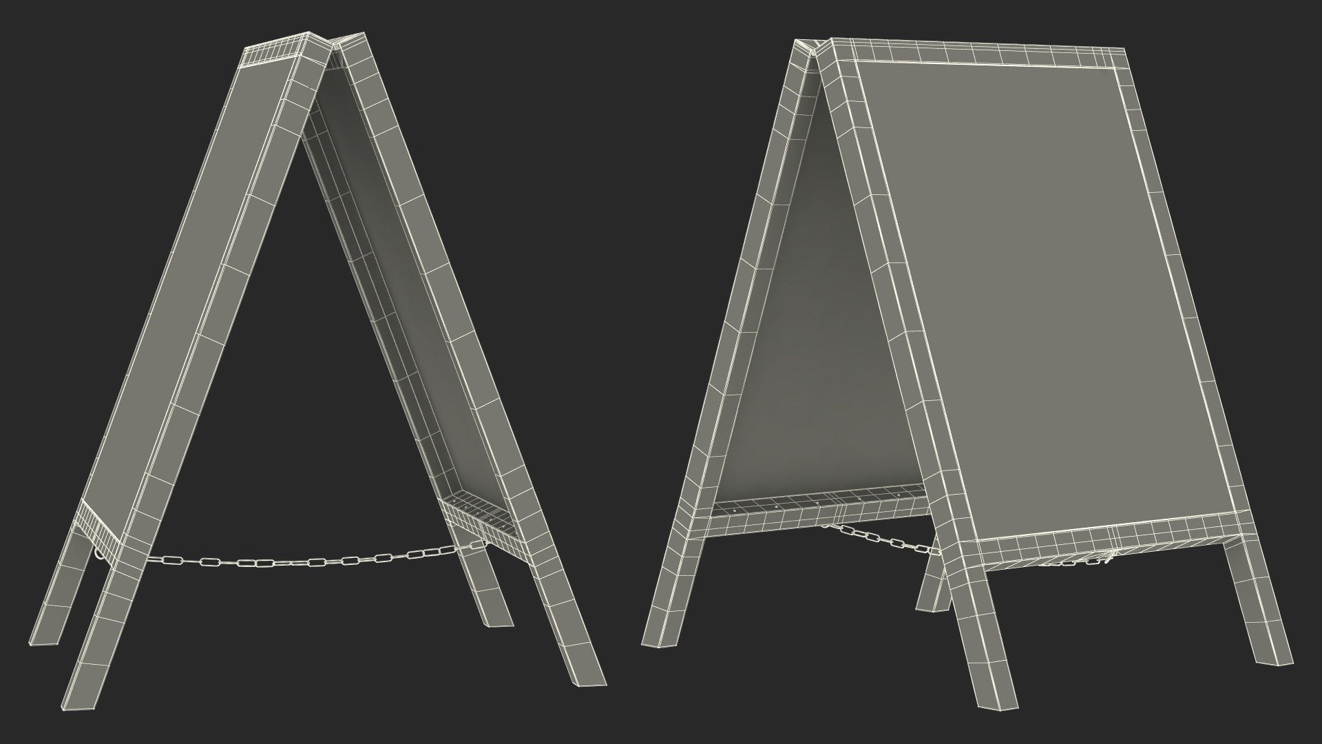 Wooden Chalkboard Sign White Clear Model - TurboSquid 2147297