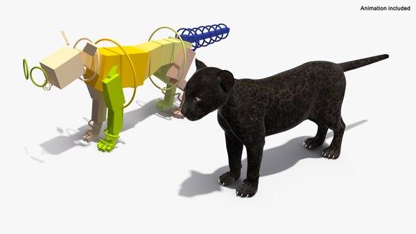 modelo 3d Cachorro de pantera jugando con una simulación animada ...