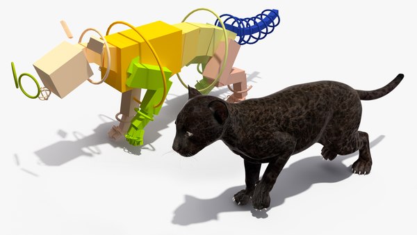 modelo 3d Cachorro de pantera jugando con una simulación animada ...