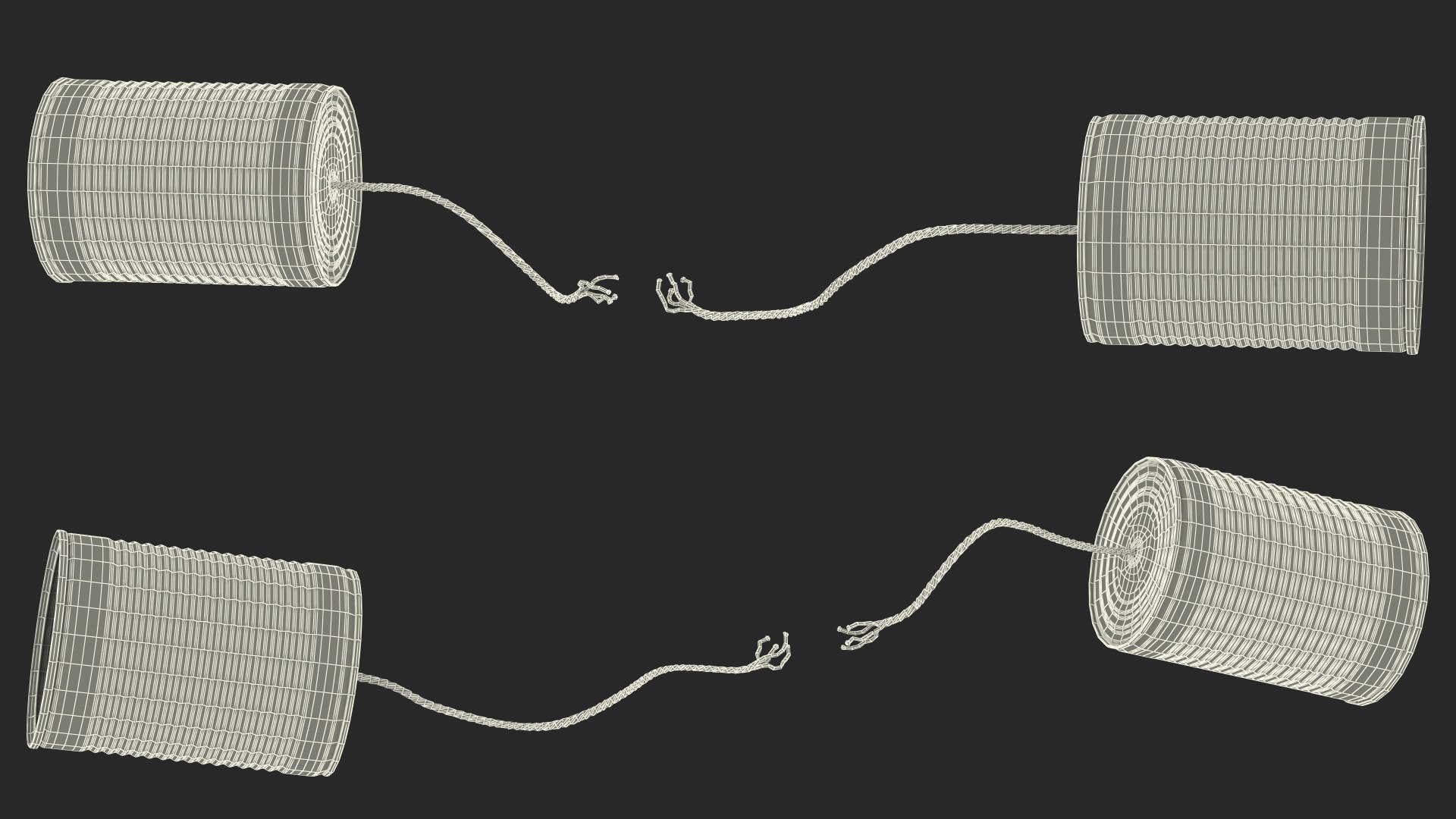 3D Tin Can Phone With Torn String Model - TurboSquid 1841236