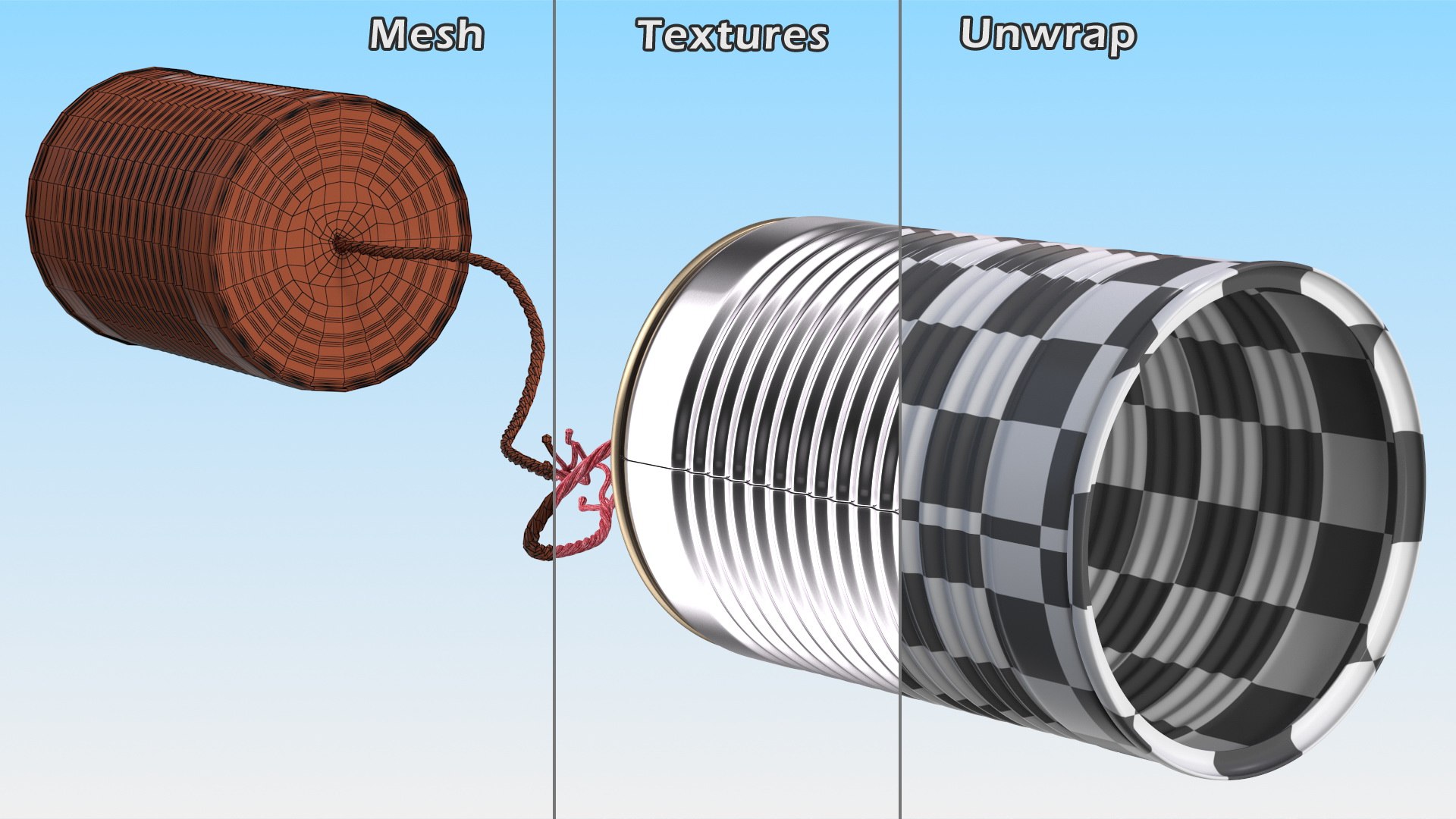 3D Tin Can Phone With Torn String Model - TurboSquid 1841236
