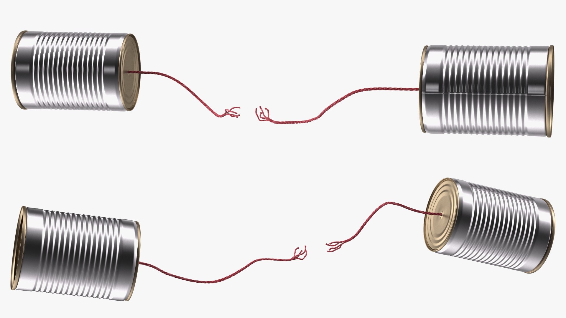 3D Tin Can Phone With Torn String Model - TurboSquid 1841236