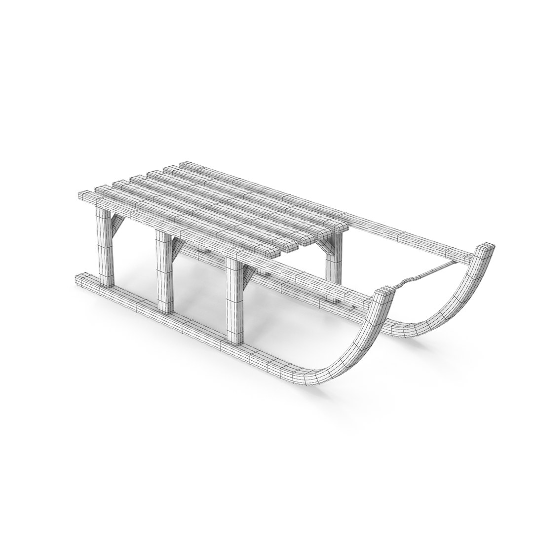 3D Wooden Snow Sled - TurboSquid 2007662