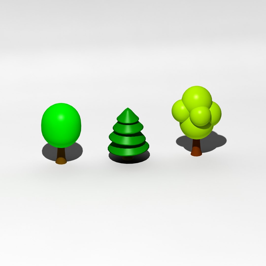 Free Cartoon Trees 3d Model