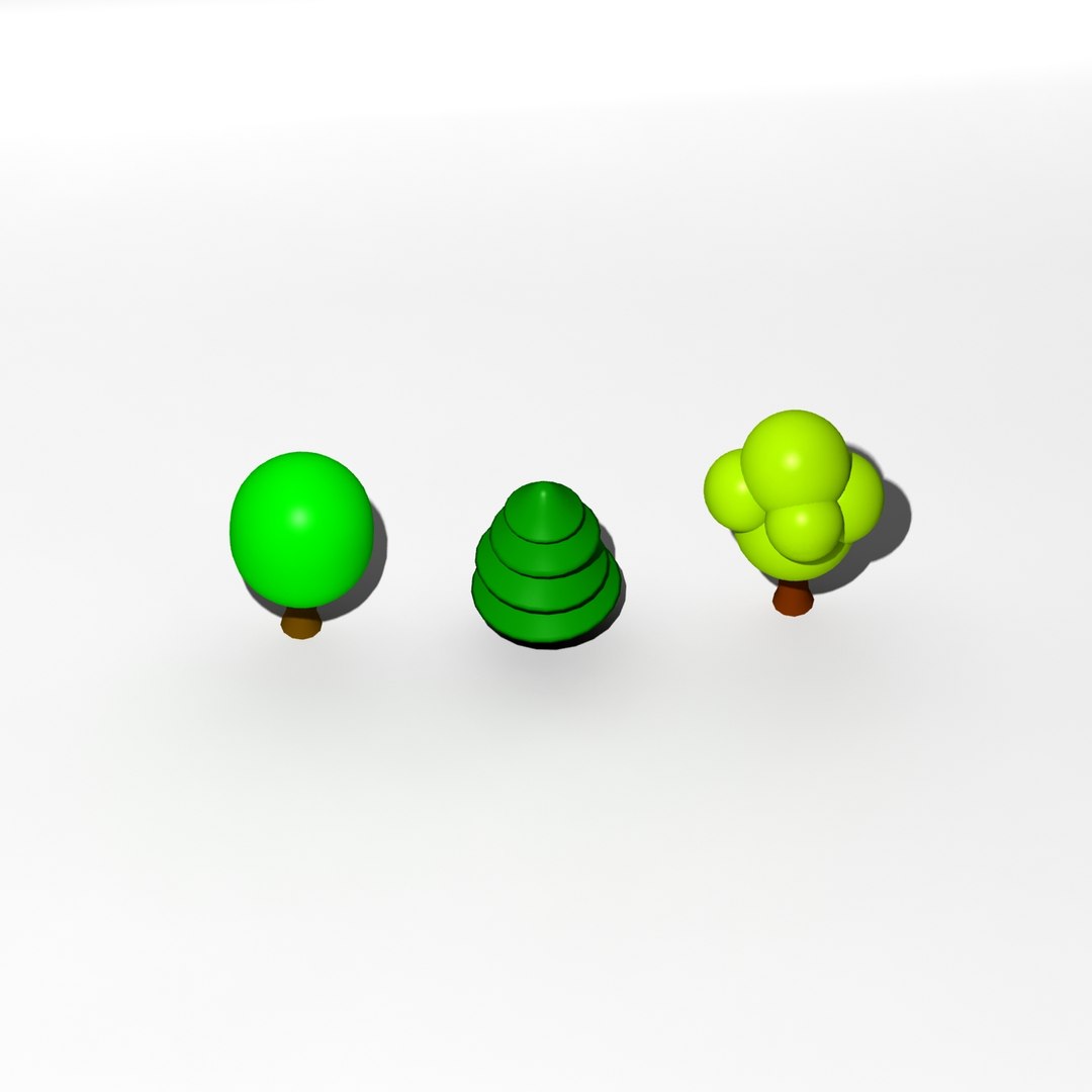 Free Cartoon Trees 3d Model