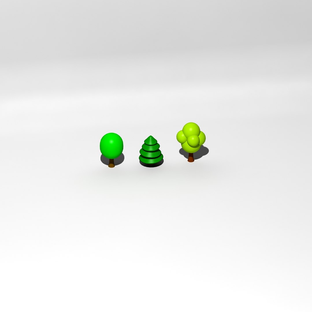 Free Cartoon Trees 3d Model