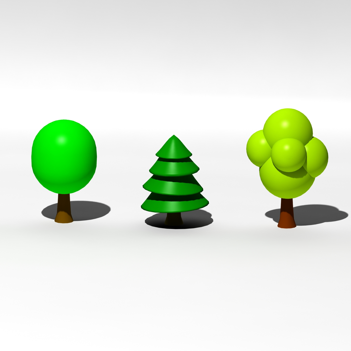 free cartoon trees 3d model