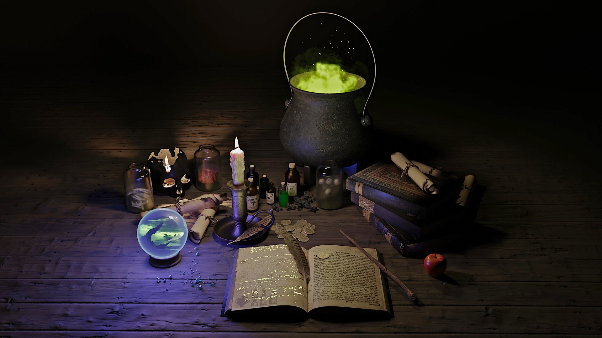 3D Wizard Magic Crafting Table Set 1 Model - TurboSquid 2127102