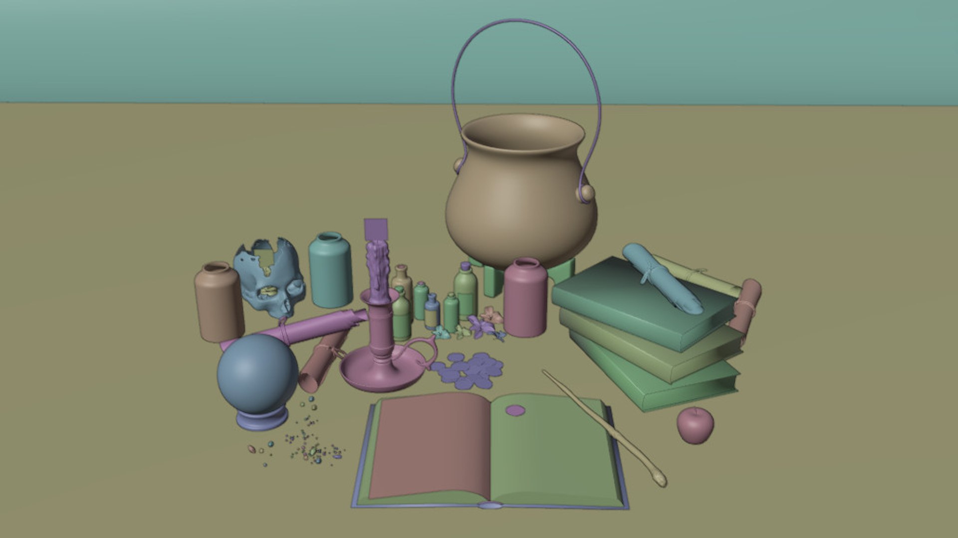 3D Wizard Magic Crafting Table Set 1 model - TurboSquid 2127102