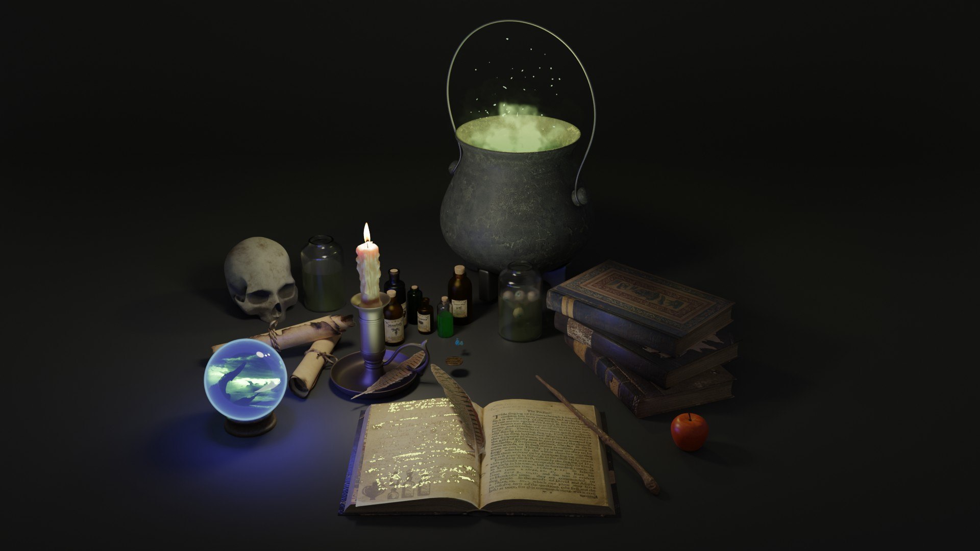 3D Wizard Magic Crafting Table Set 1 Model - TurboSquid 2127102