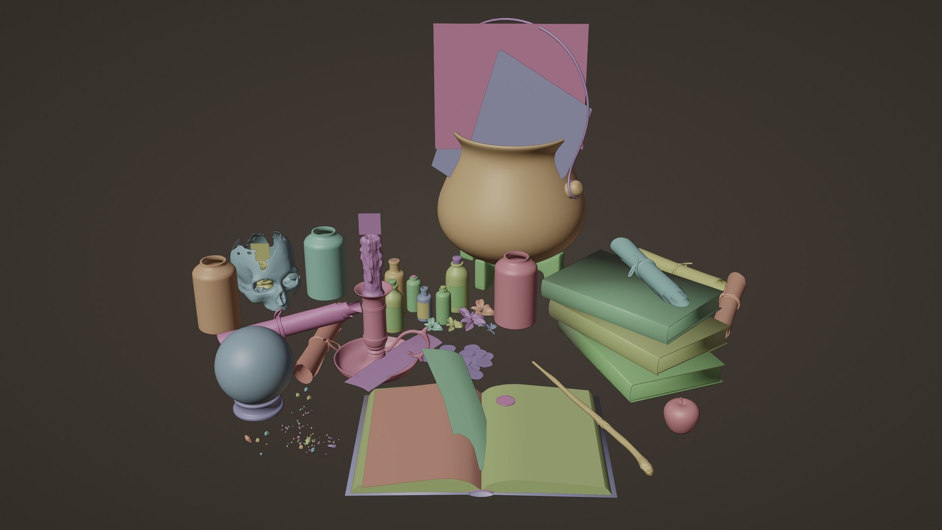 3D Wizard Magic Crafting Table Set 1 Model - TurboSquid 2127102