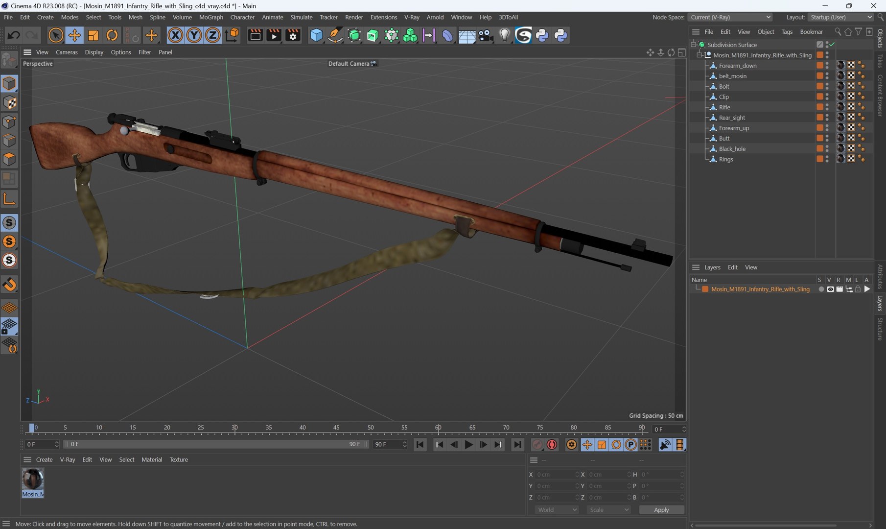 3D Model Mosin M1891 Infantry Rifle With Sling - TurboSquid 2441919