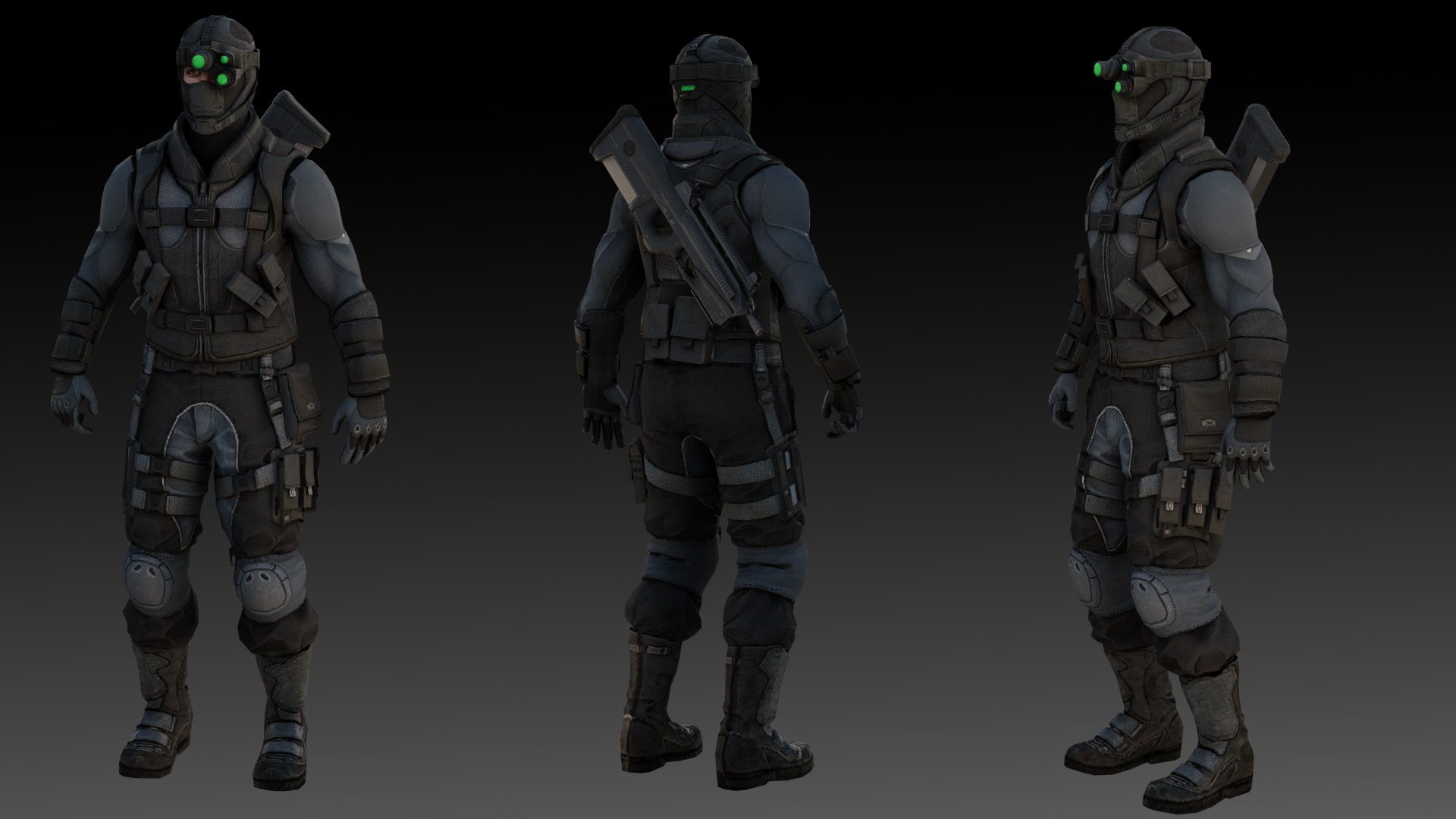 Archer Splinter Cell Conviction 3D Model High-Quality Rigged 3D Model ...