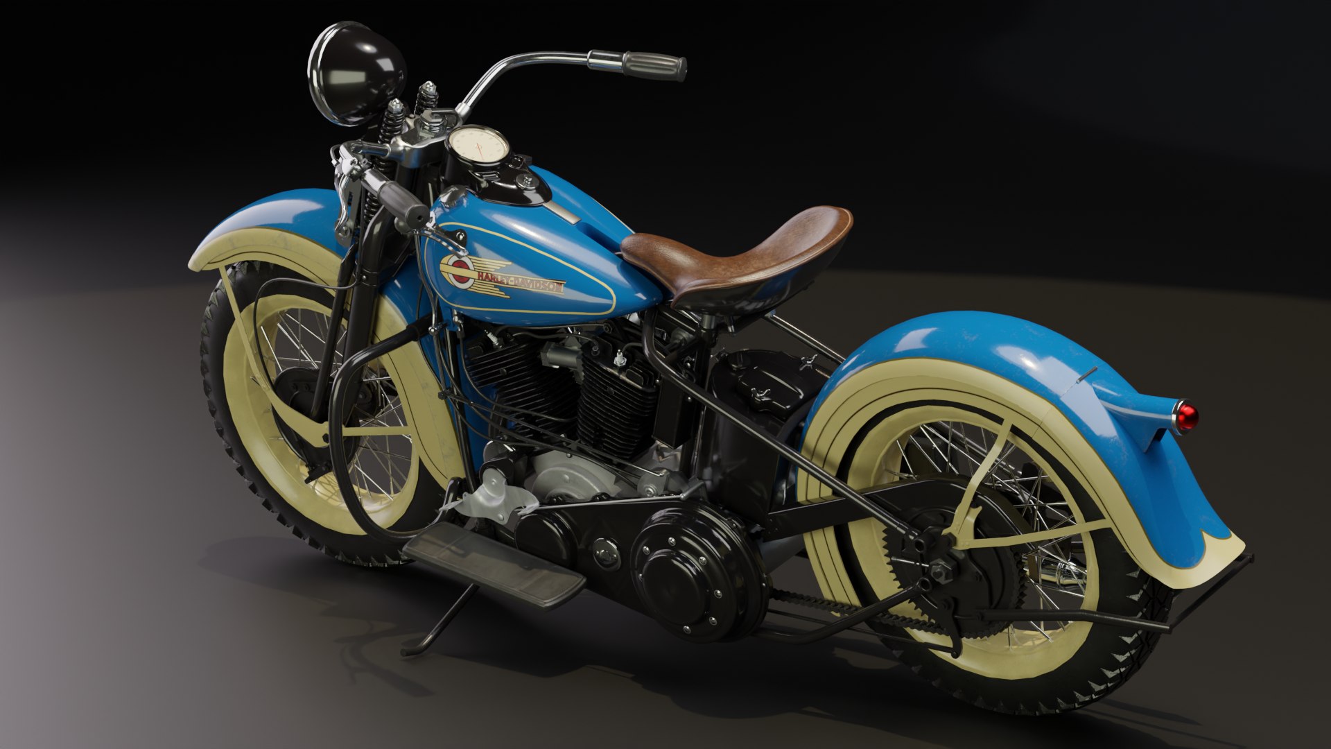 Harley Davidson Knucklehead EL 1936 Motorcycle Low Poly 3D model ...