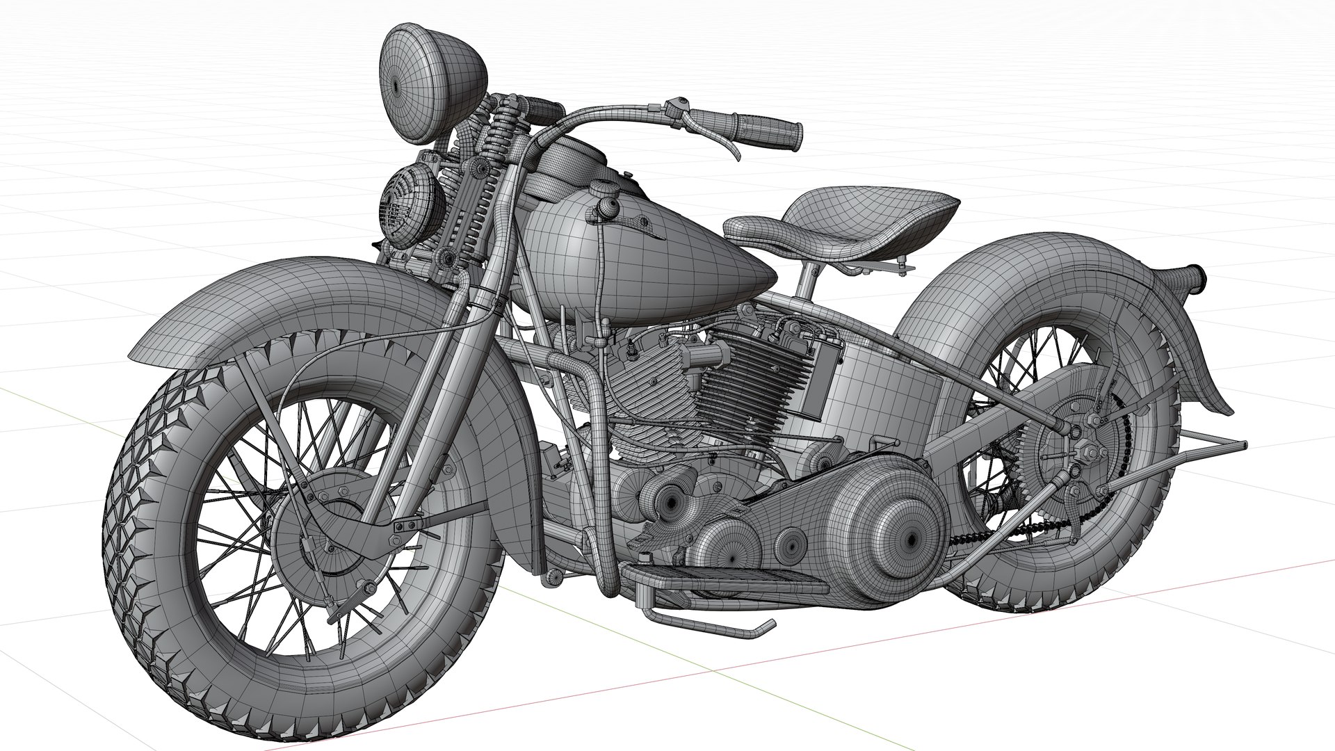 Harley Davidson Knucklehead EL 1936 Motorcycle Low Poly 3D model ...