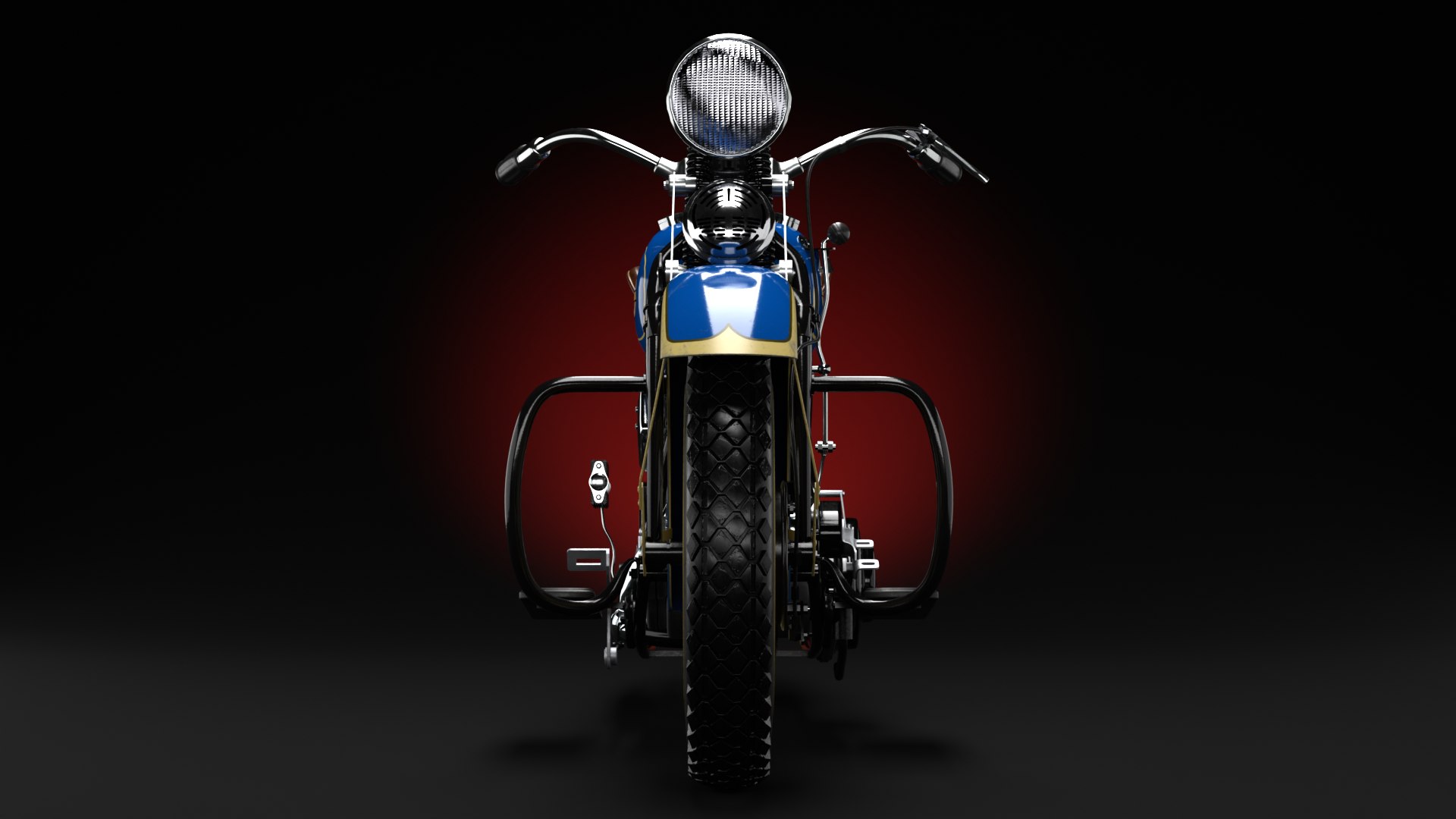 Harley Davidson Knucklehead EL 1936 Motorcycle Low Poly 3D model ...