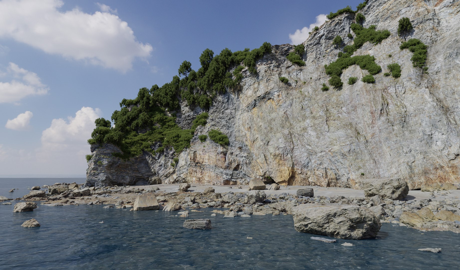 3D Atlantic Ocean Cliff Coast Line Scan PBR 3D Model Collection ...