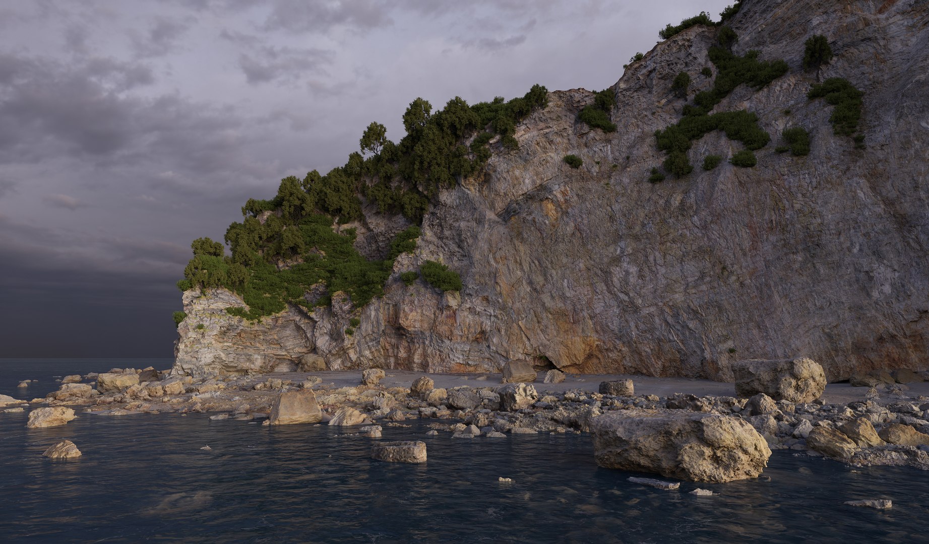 3D Atlantic Ocean Cliff Coast Line Scan PBR 3D Model Collection ...