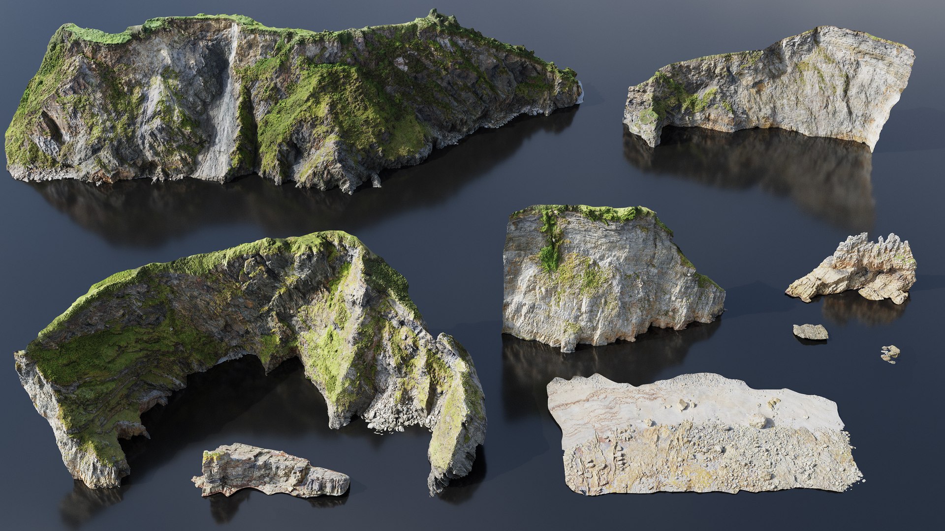 3D Atlantic Ocean Cliff Coast Line Scan PBR 3D Model Collection ...