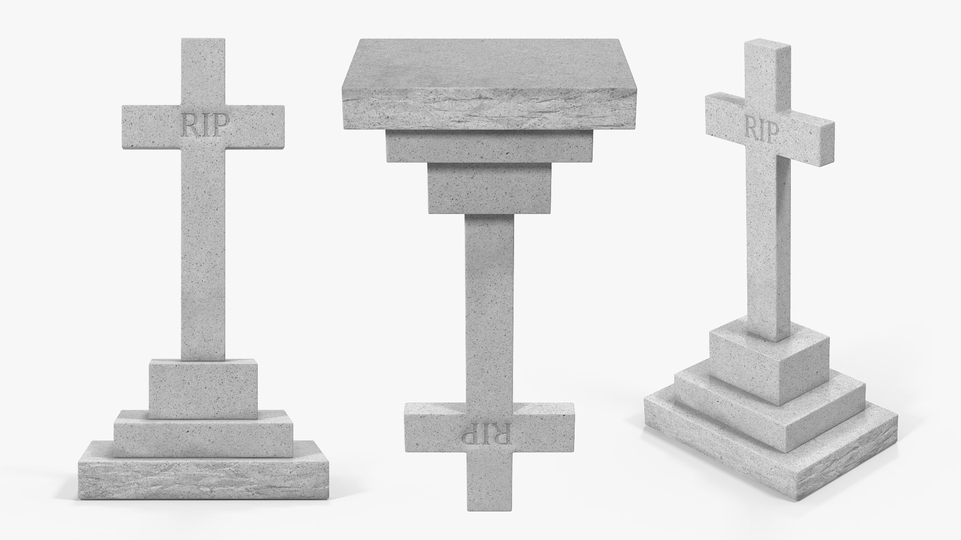 3D Granite Cross Memorial - TurboSquid 1445526