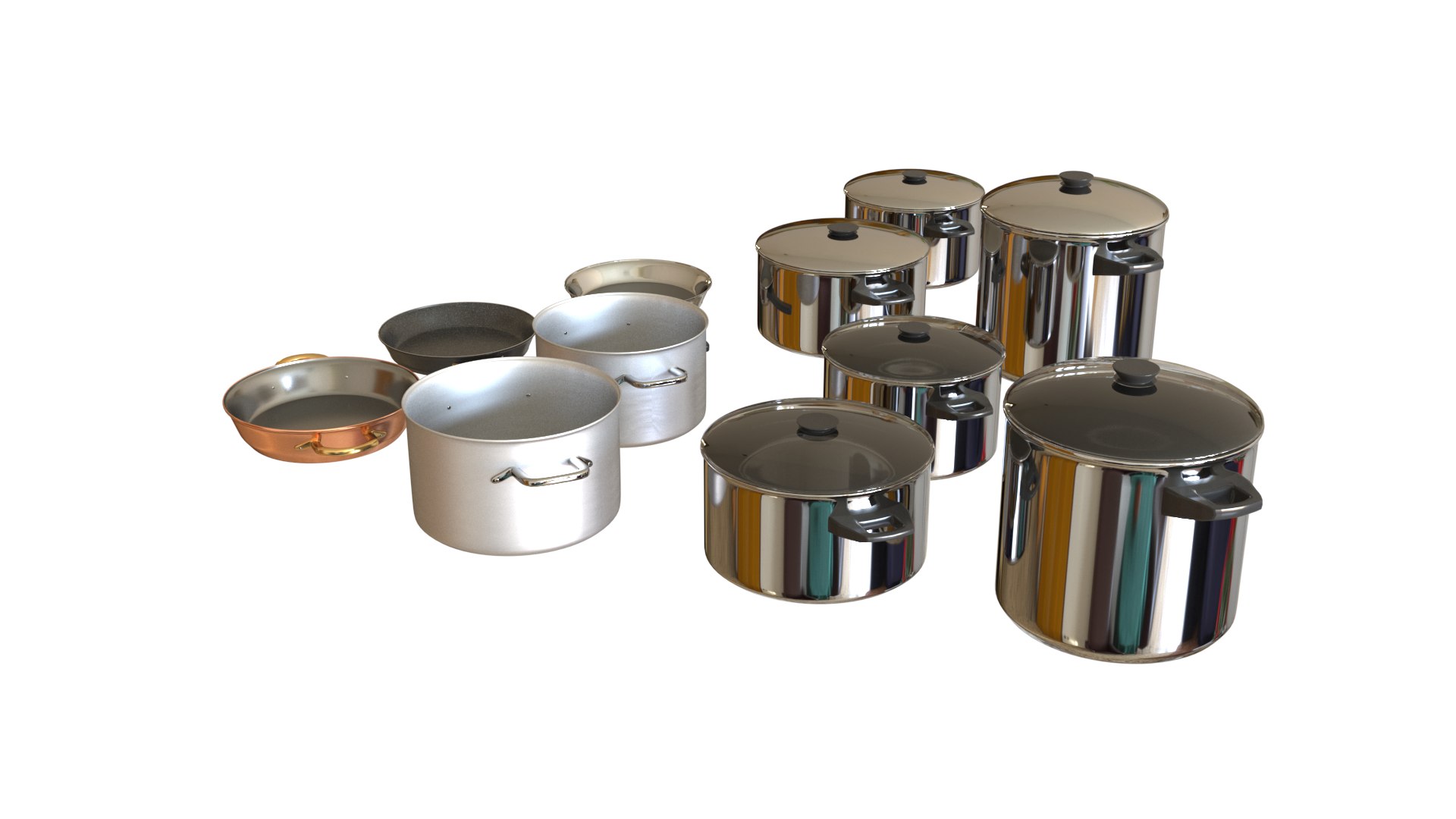 3D Model Cookware Set Pan - TurboSquid 1640590