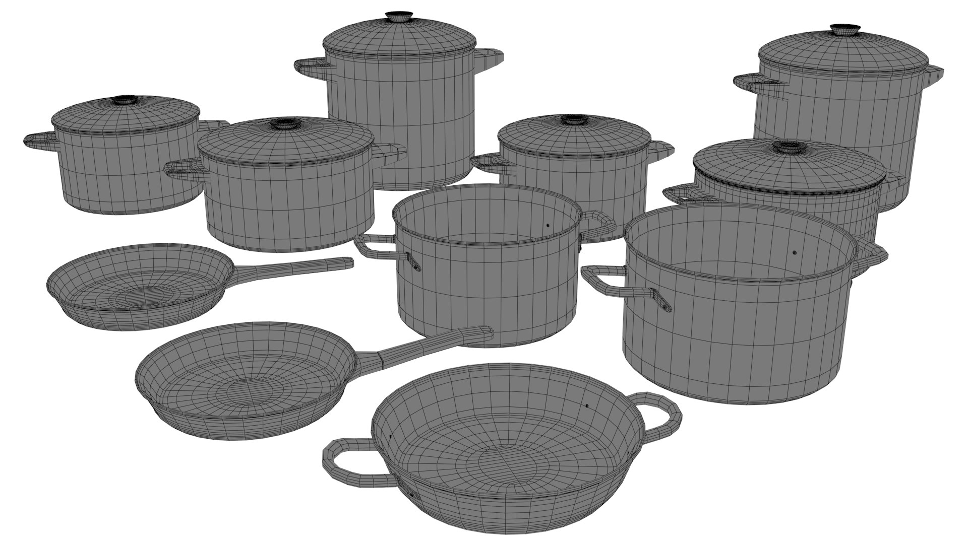 3D Model Cookware Set Pan - TurboSquid 1640590