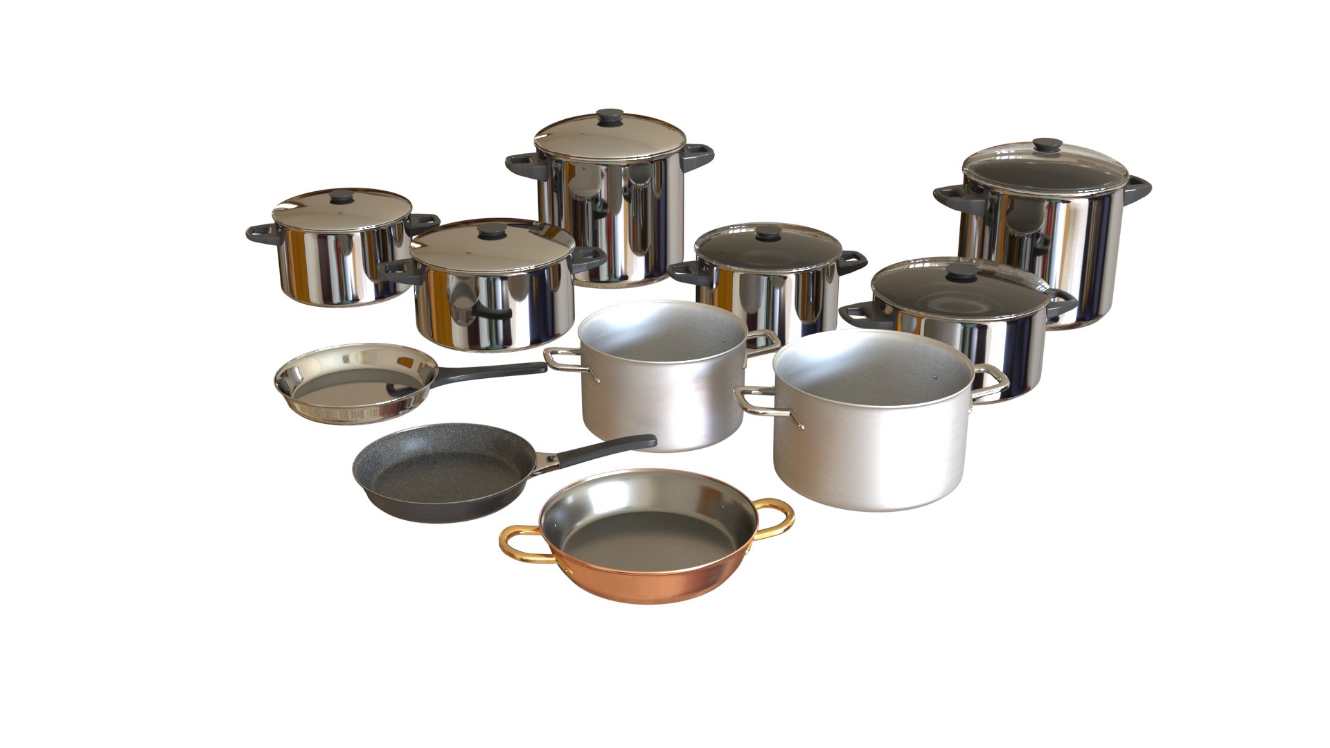 3D Model Cookware Set Pan - TurboSquid 1640590