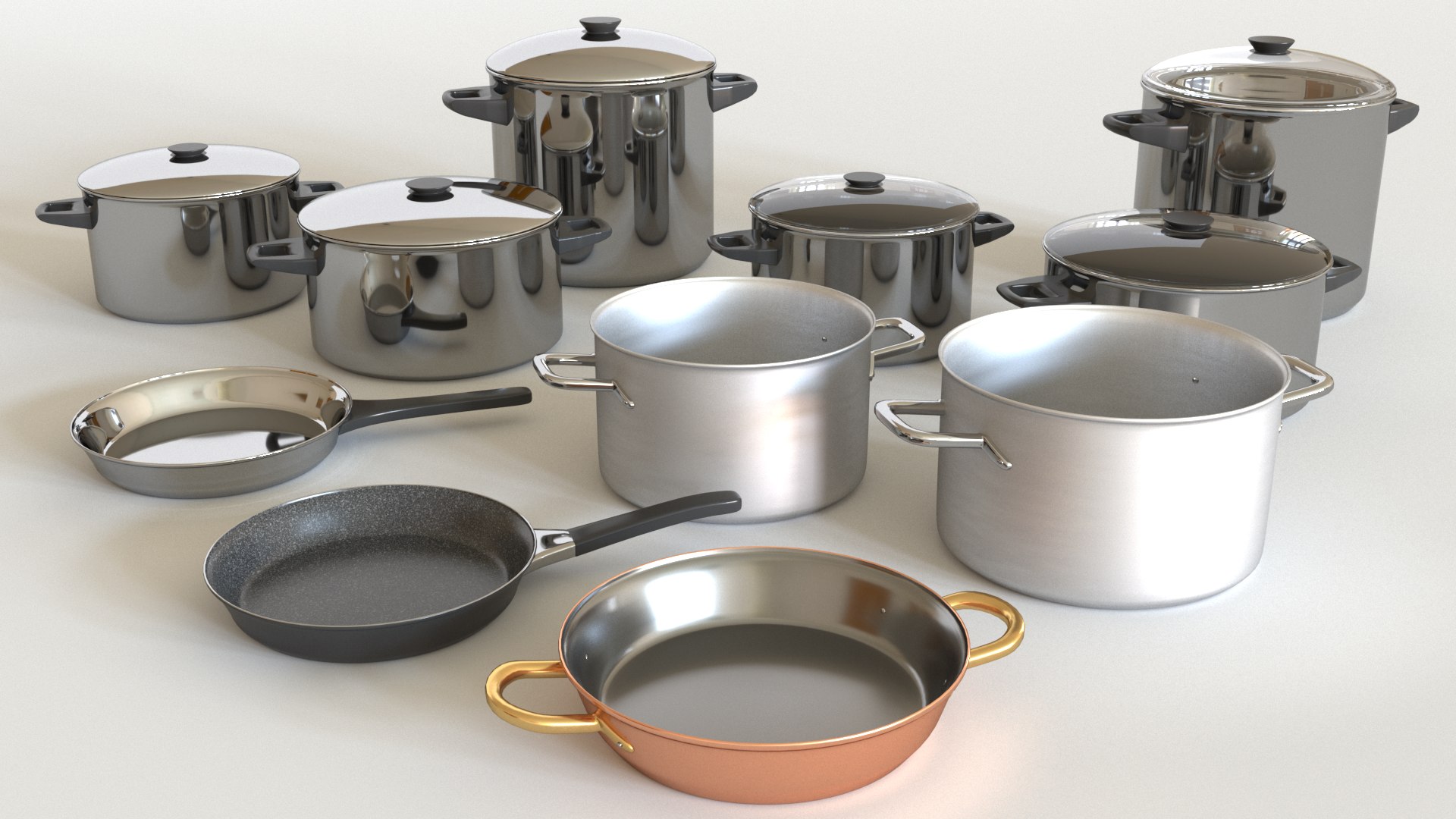 3D Model Cookware Set Pan - TurboSquid 1640590