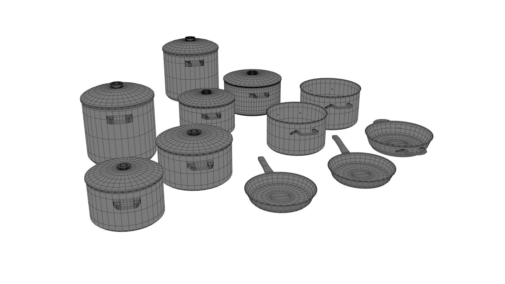 3D Model Cookware Set Pan - TurboSquid 1640590