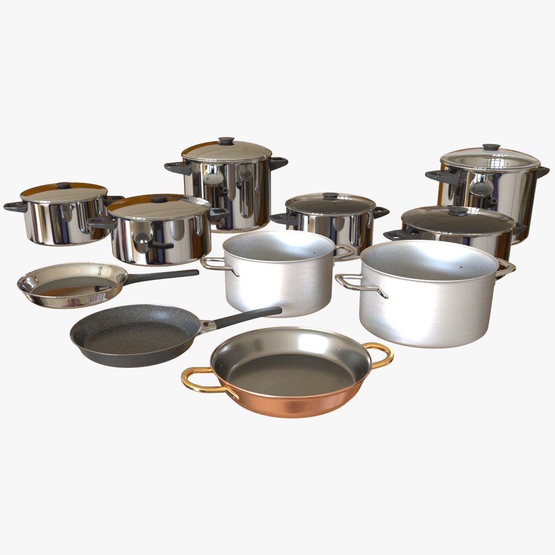 3D Model Cookware Set Pan - TurboSquid 1640590