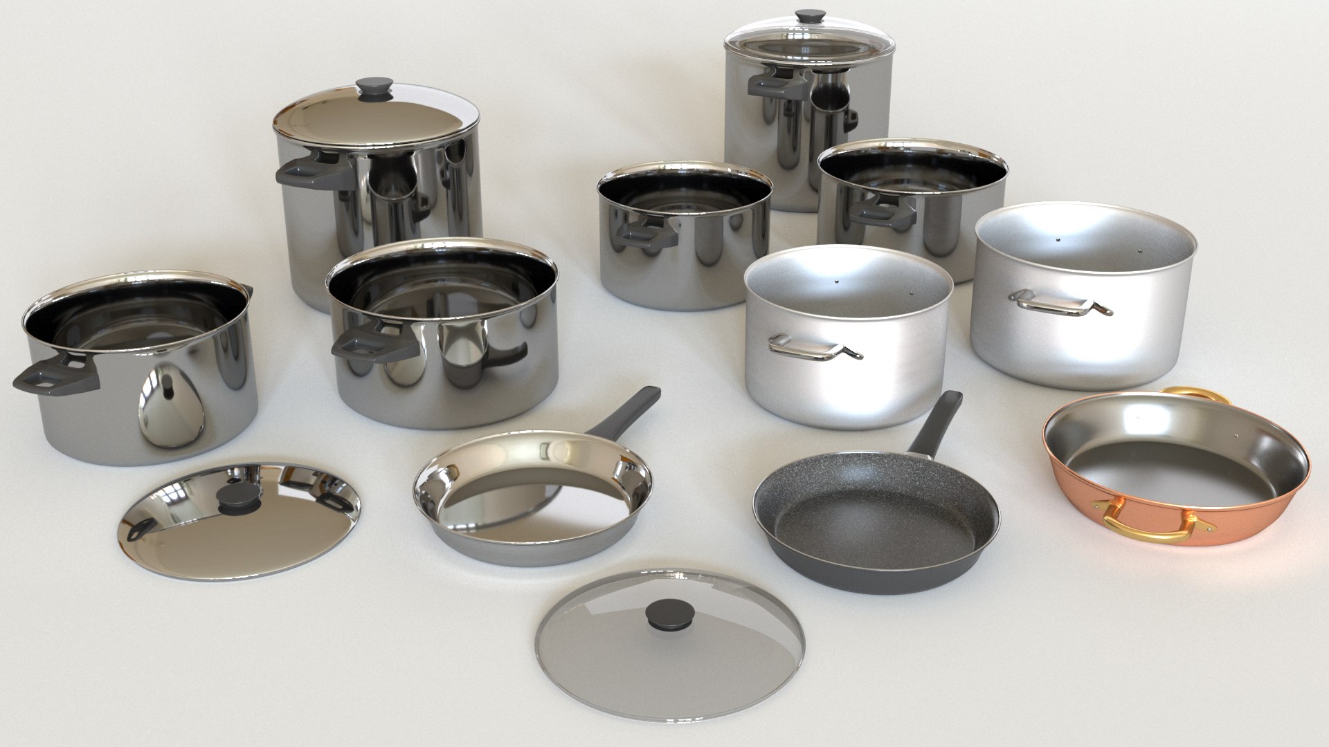 3D Model Cookware Set Pan - TurboSquid 1640590
