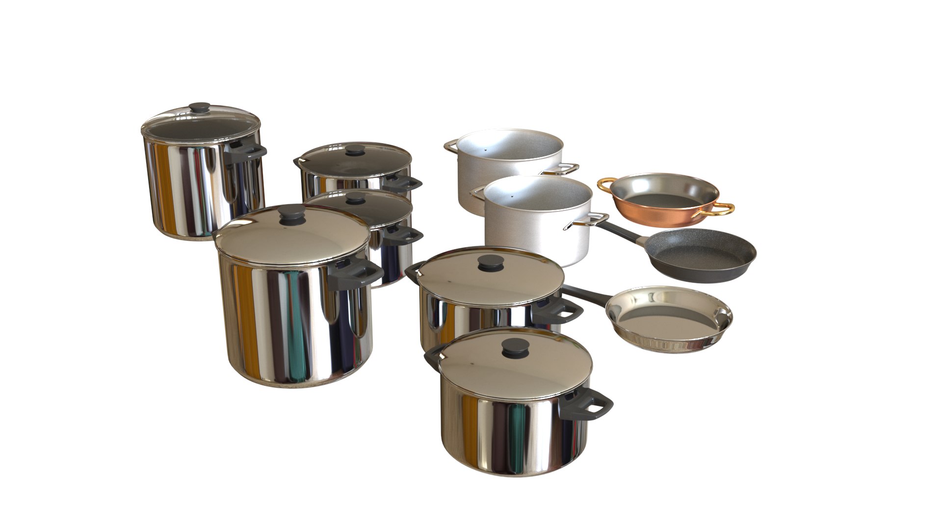 3D Model Cookware Set Pan - TurboSquid 1640590