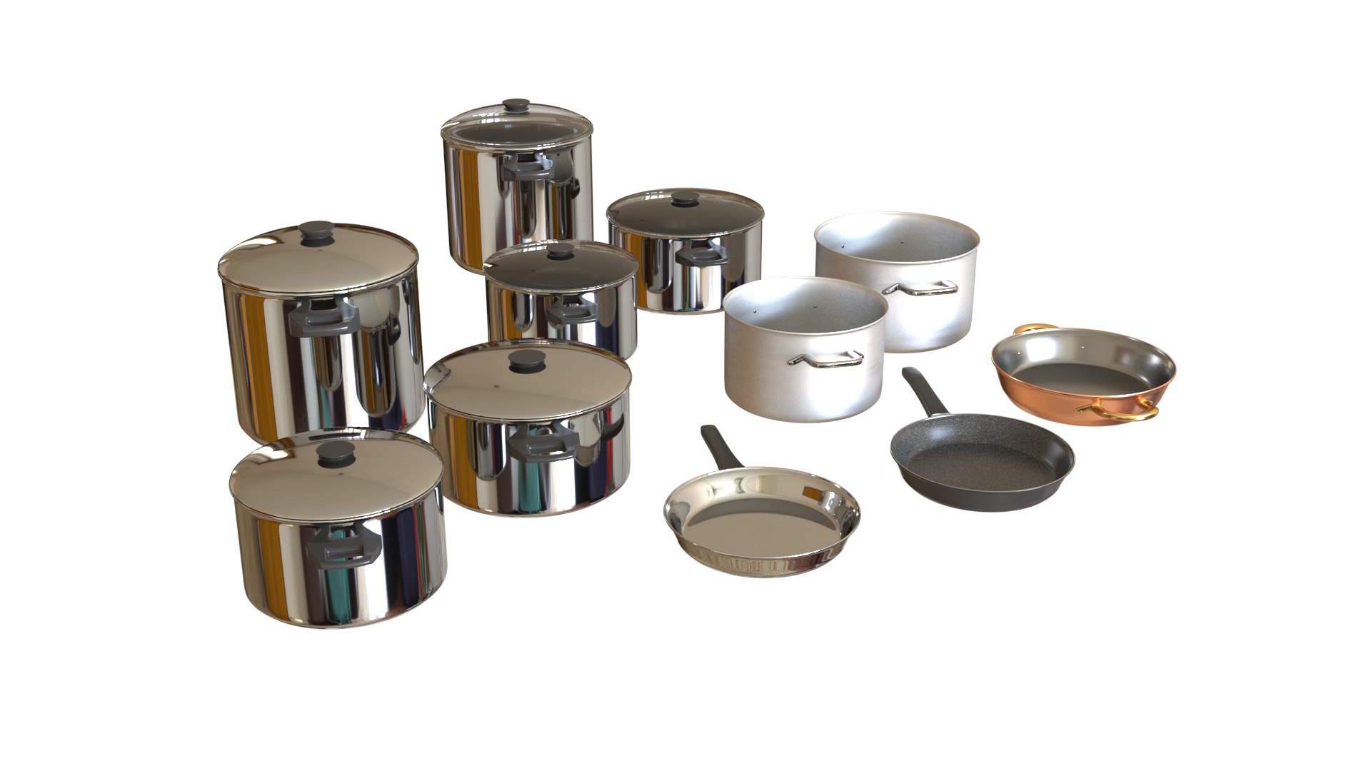 3D Model Cookware Set Pan - TurboSquid 1640590