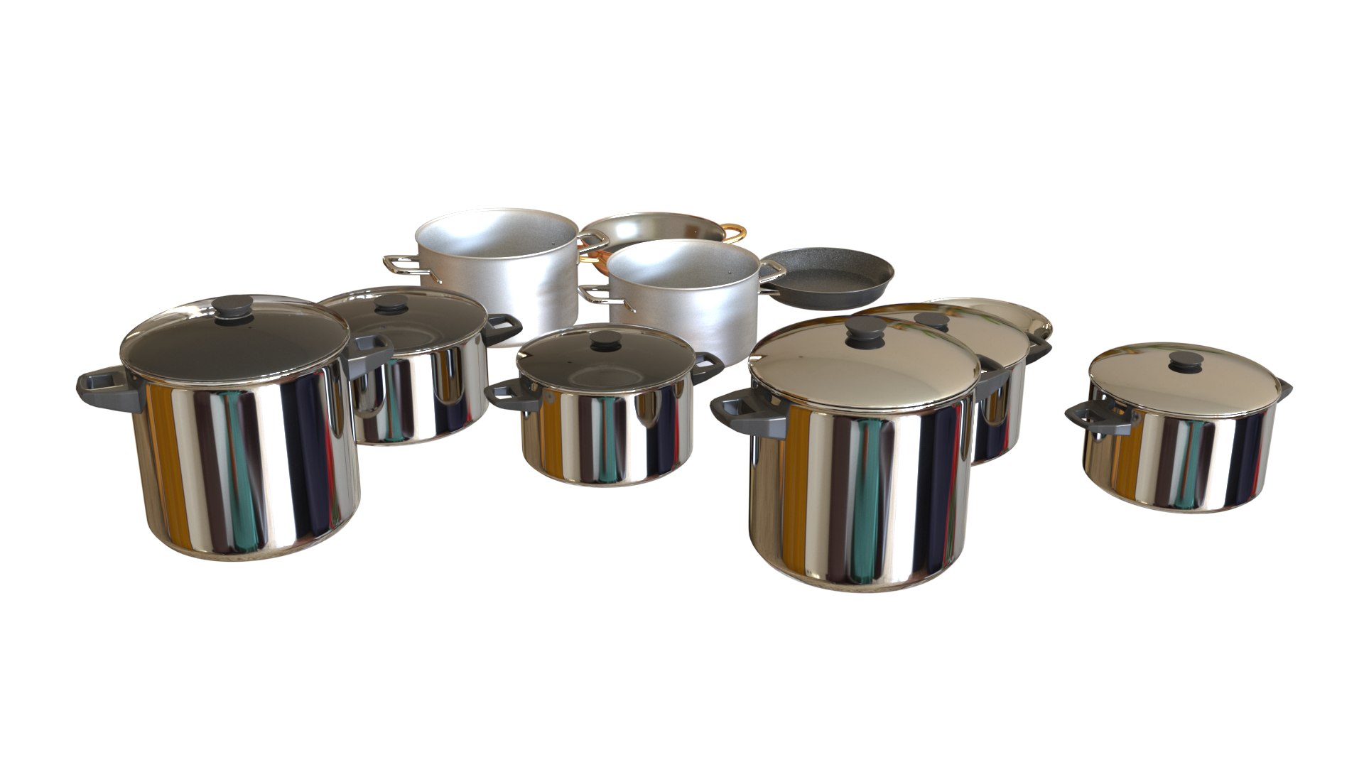 3D Model Cookware Set Pan - TurboSquid 1640590