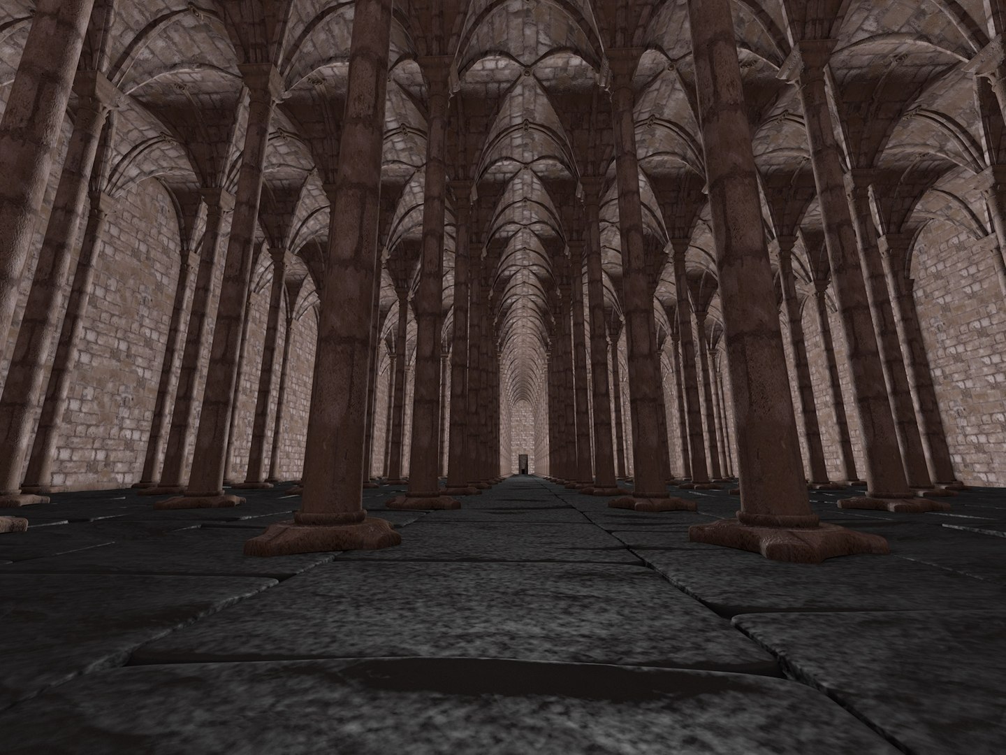 Underground Gothic Vault 3d C4d