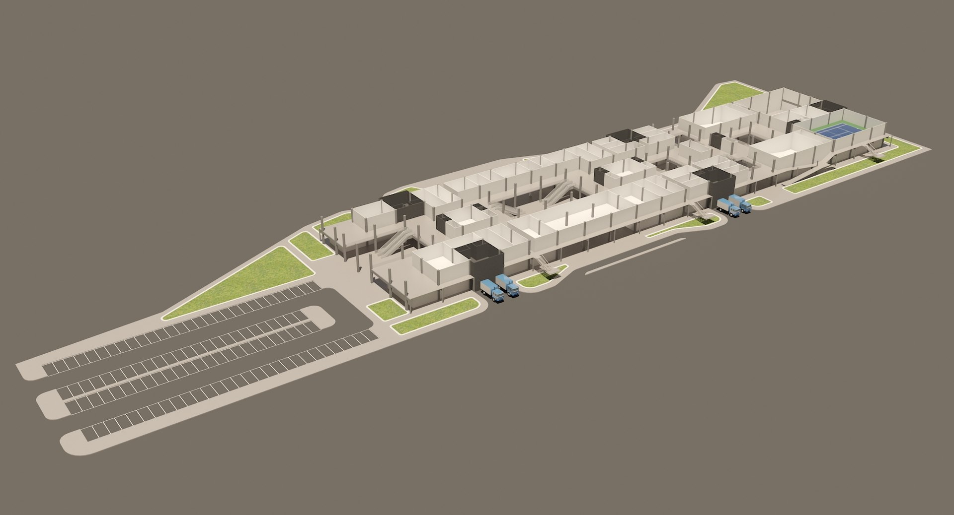 3D Rectangular Mall Concept Modular - TurboSquid 1712286