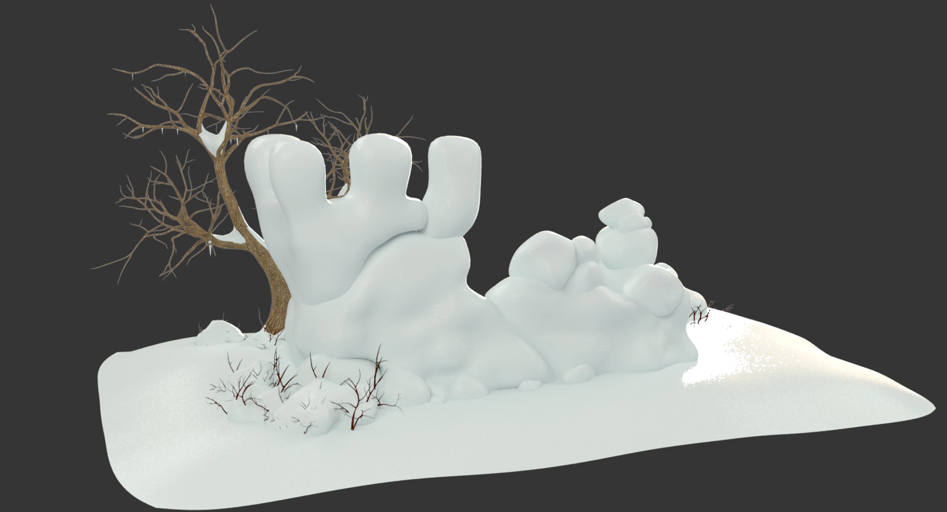 3D Cartoon Snow Fortress - TurboSquid 1212321