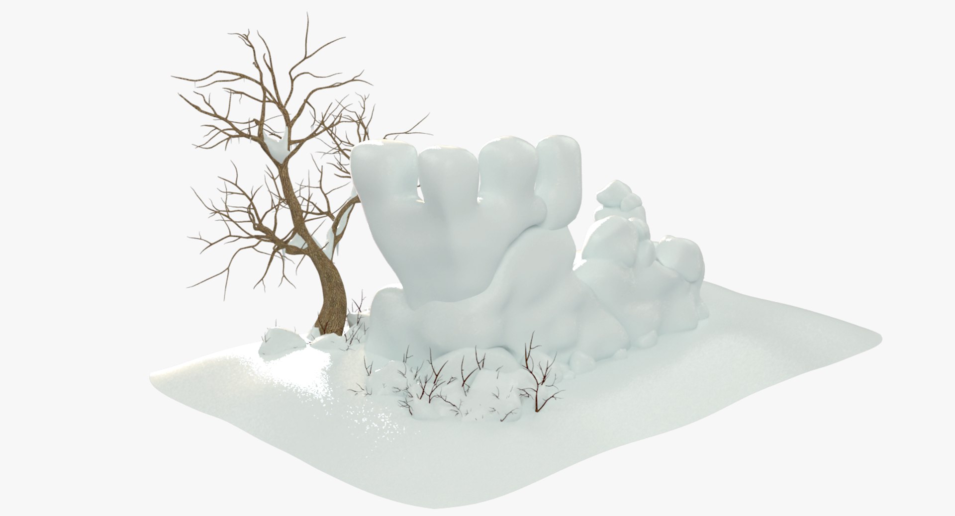 3D Cartoon Snow Fortress - TurboSquid 1212321