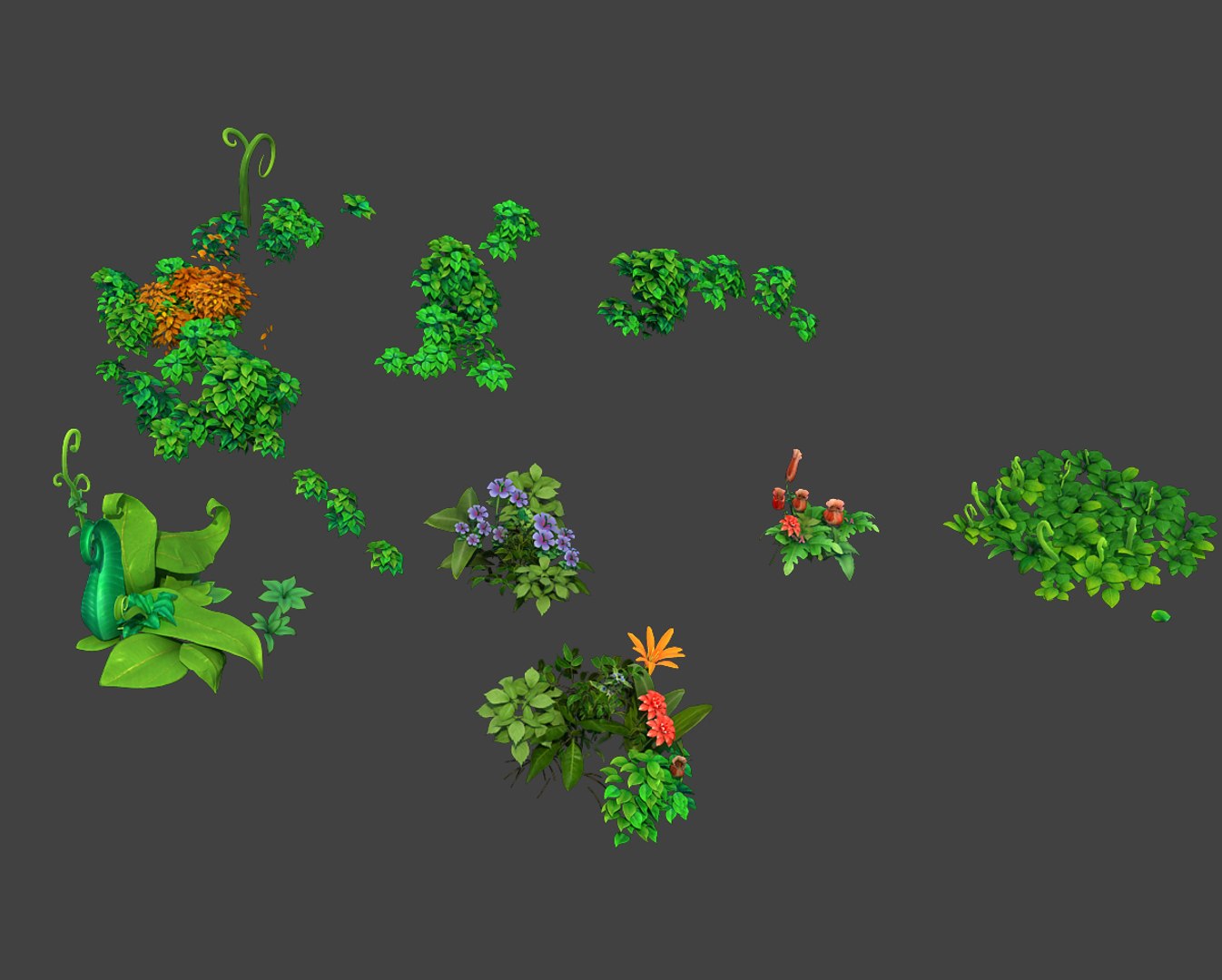 Cartoon Plant Pack 3d Model