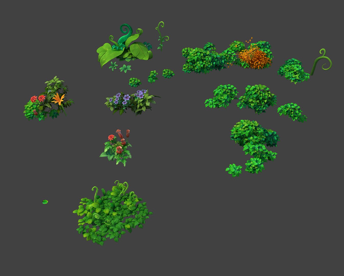 Cartoon Plant Pack 3d Model