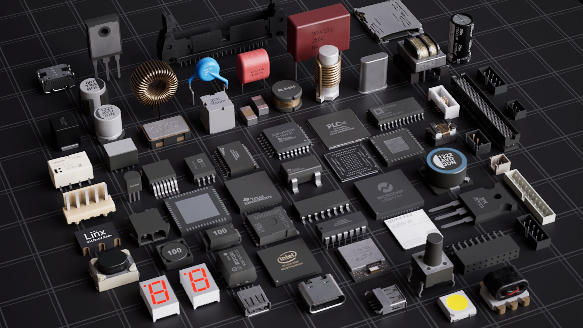 3D Electronic Bord Components - TurboSquid 2186623