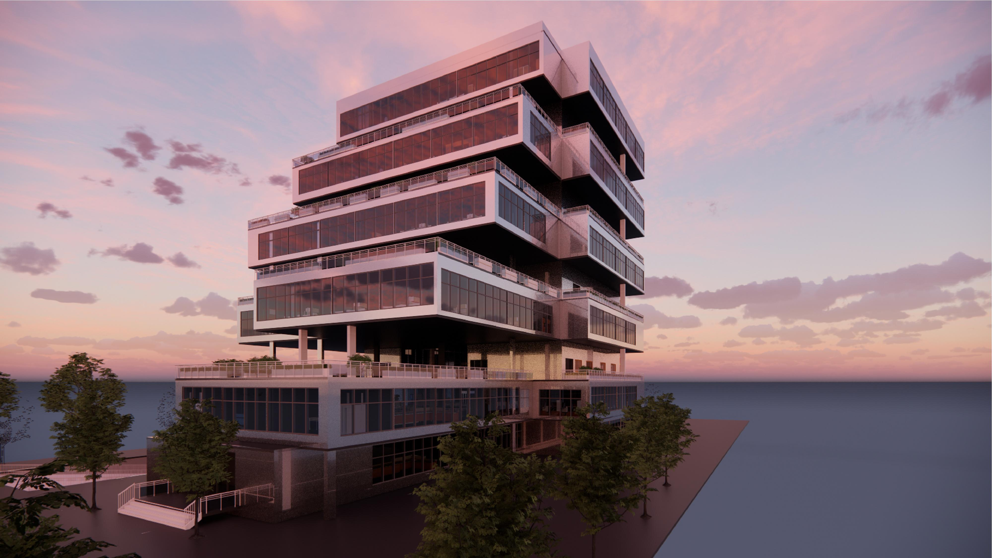 modelo 3d Modelo de edificio de la sede de Revit Bank - TurboSquid 1852575