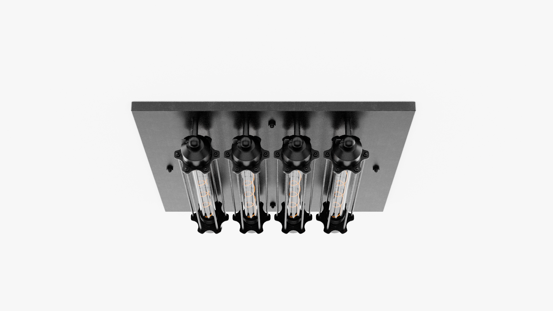 3D Industrial Style Ceiling Lamp Retro Steampunk 4x - TurboSquid 2192548