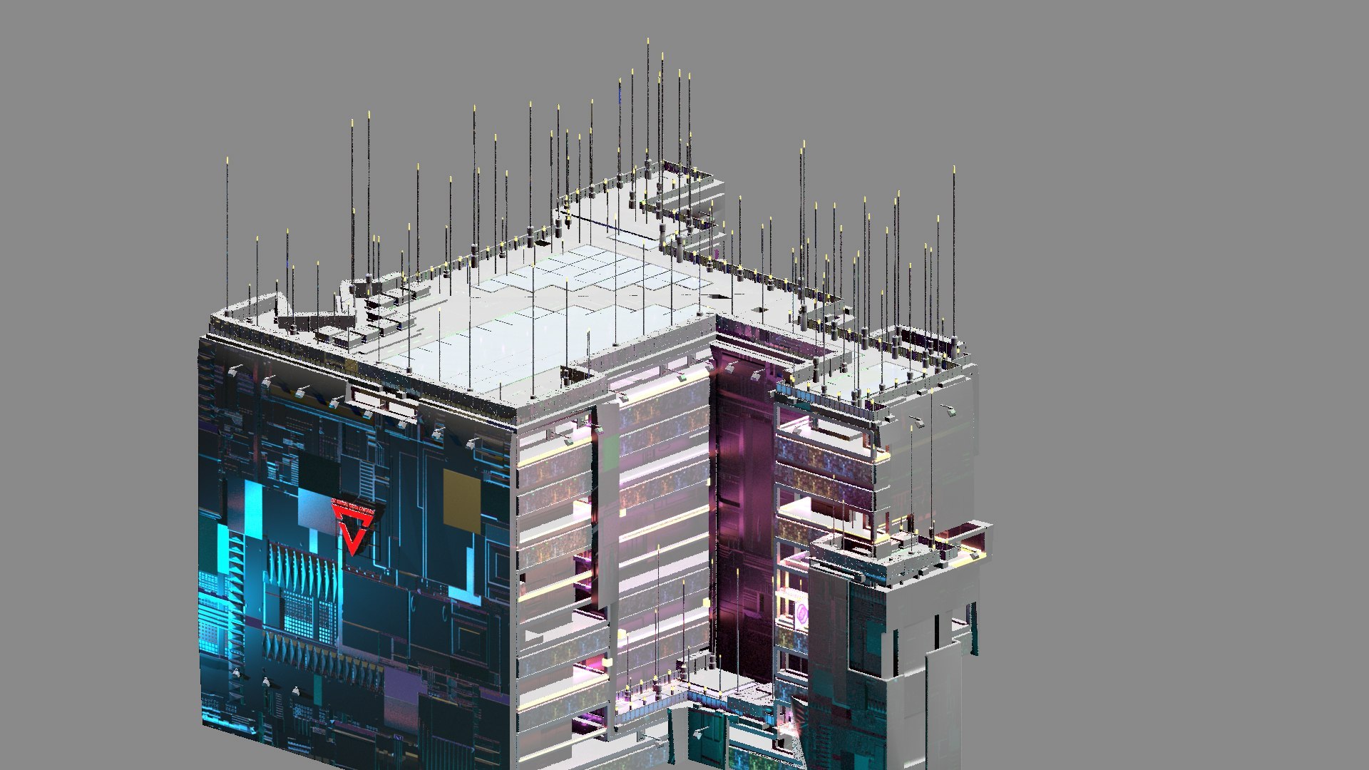 3D Sci-Fi Futuristic Cyberpunk Sci Fi City Building Skyscraper 72 ...