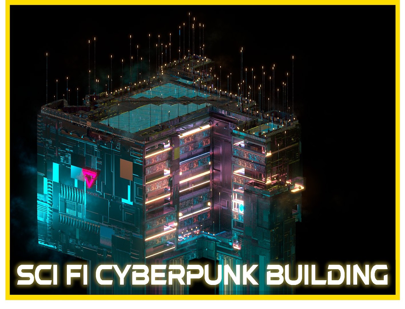 3D Sci-Fi Futuristic Cyberpunk Sci Fi City Building Skyscraper 72 ...