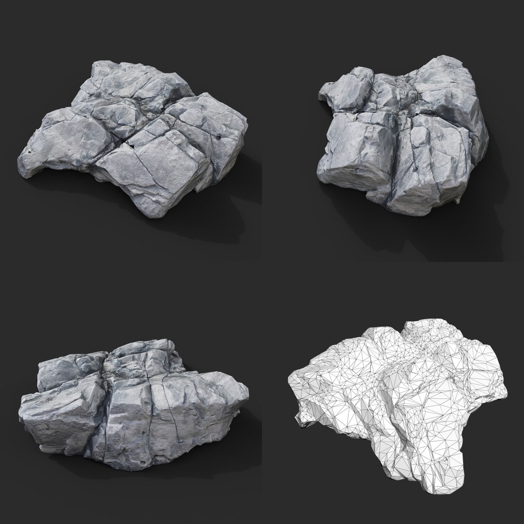 8 Low Poly BPR Gray Rock - Ultra HD 16K Texture model - TurboSquid 2162653
