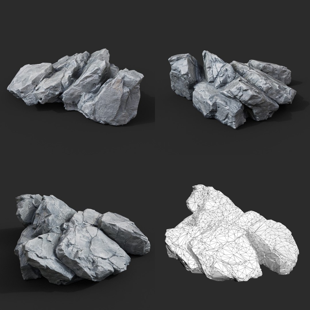 8 Low Poly BPR Gray Rock - Ultra HD 16K Texture model - TurboSquid 2162653