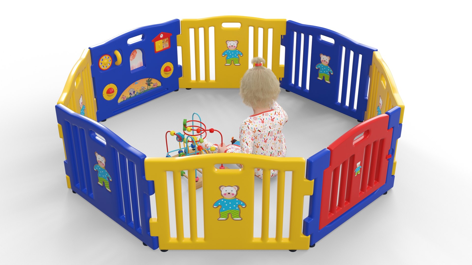 3D Model Little Girl In Playpen With Toys - TurboSquid 2292415