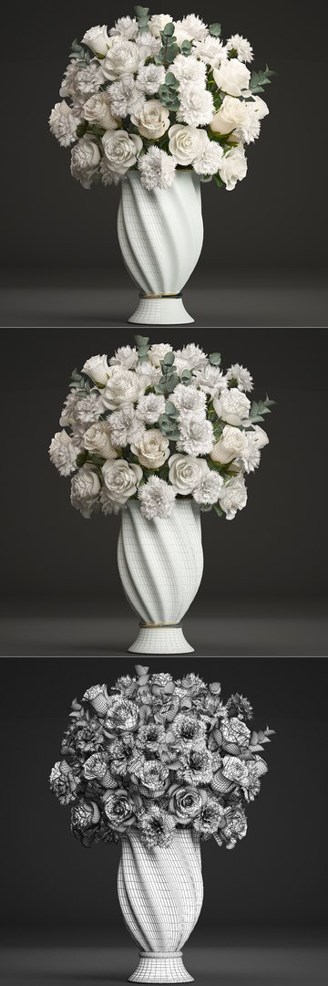 Bouquet White Flowers Model - TurboSquid 1290579