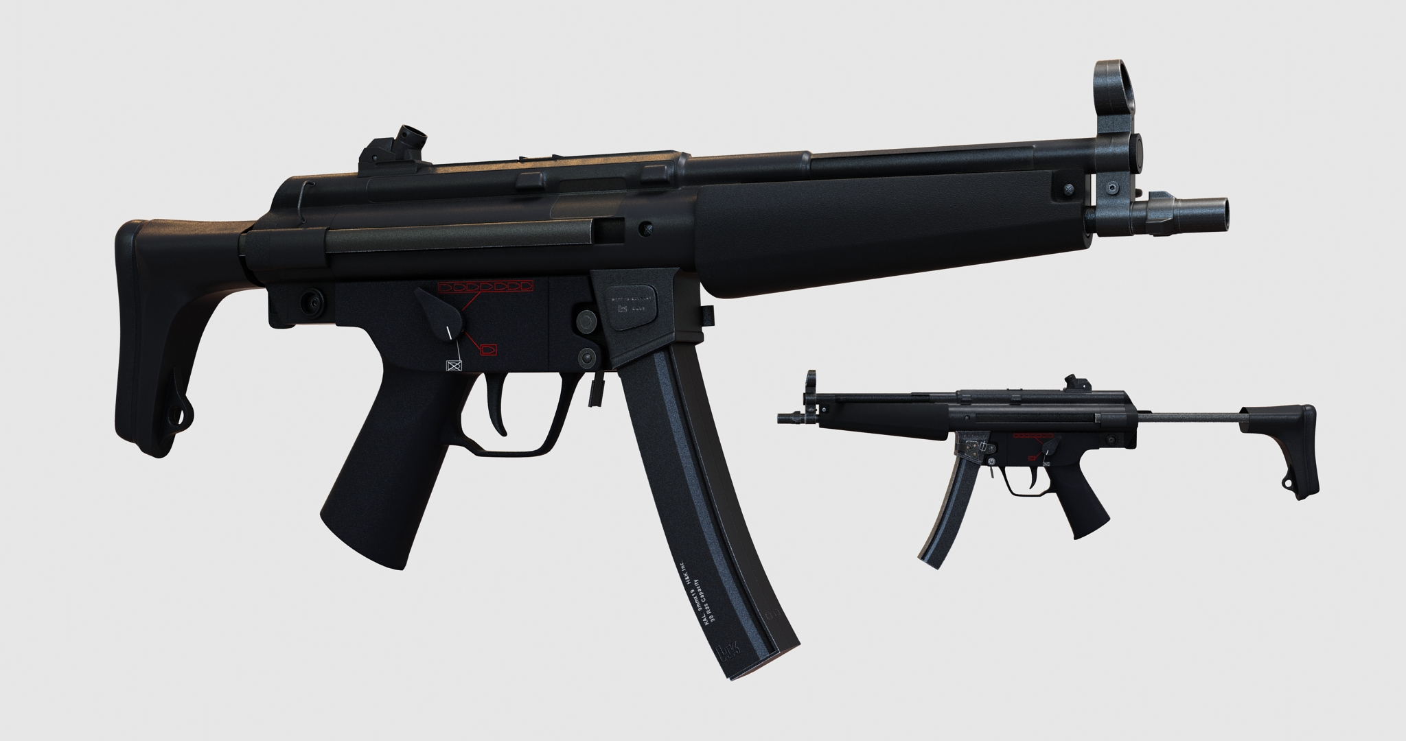 3d realistic submachine gun n
